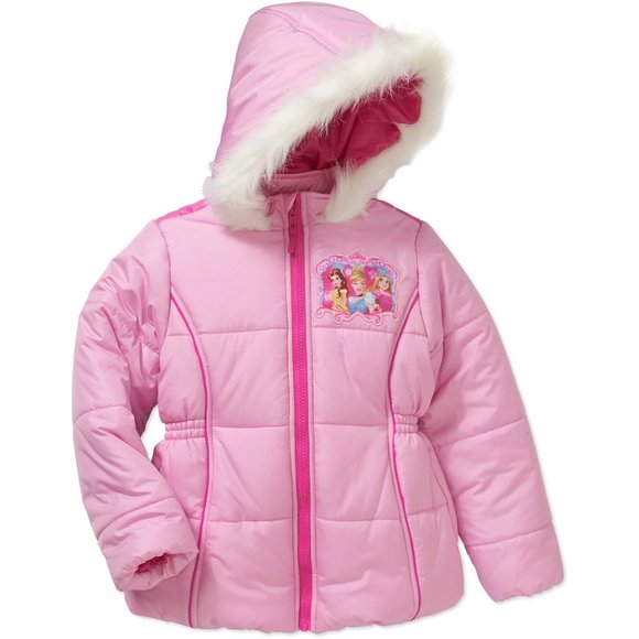 Disney | Jackets & Coats | Girls Disney Princesses Hooded Puffer Jacket ...